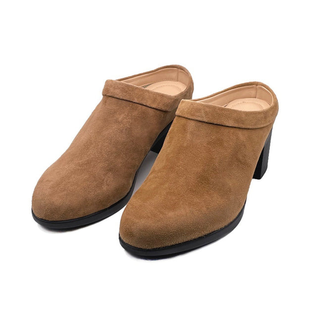Collared Mule - Caramel Suede. Comfortable and Chic Women's Shoes – HOPP